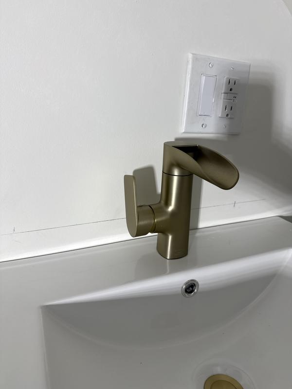 Zalerock Gold Single hole 1-handle Low-arc Residential Handle Bathroom ...