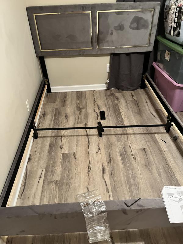 ChaletPosh Queen White Wood Upholstered Bed with Headboard in the Beds ...