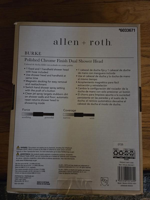 allen + roth Burke Chrome 6.3-in Dual Head Shower Faucet Bar System ...