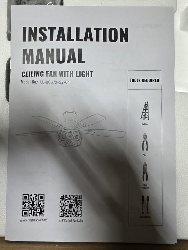 SILJOY 52-in Farmhous Flush Mount Gold and Black Ceiling Fan With ...