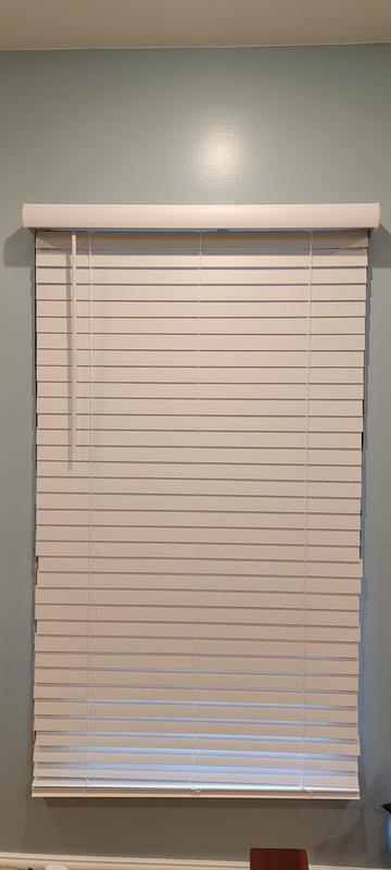 LEVOLOR Basics 2-in Slat Width 35-in x 48-in Cordless White Faux Wood Room Darkening Horizontal ...