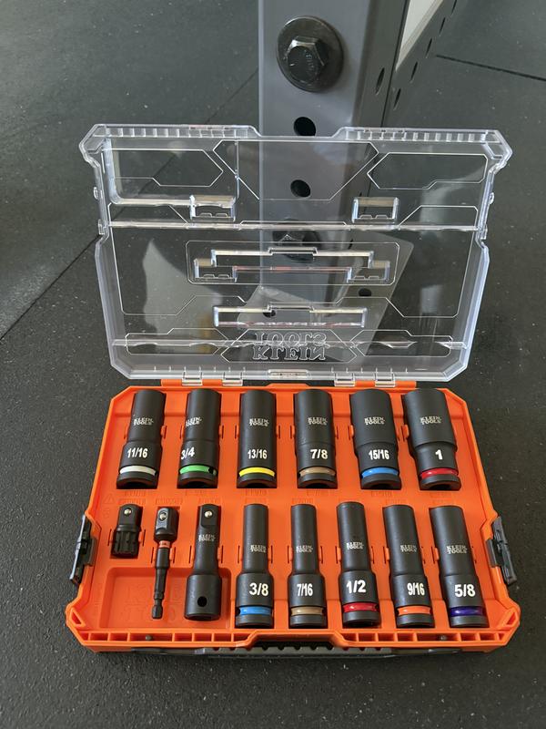 Klein Tools KNECT 1/2-Inch Drive Deep Well Impact Socket Set, SAE, 14 ...