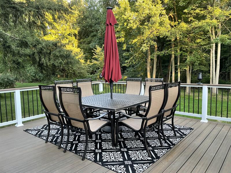 Hanover Manor 9-Piece Bronze Patio Dining Set Aluminum Square Table ...
