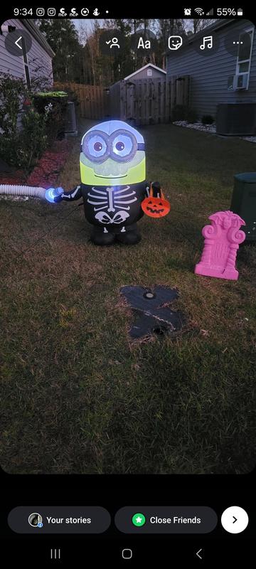 Universal 3-ft LED Minion Dave in Skeleton Costume Inflatable 552726 at ...