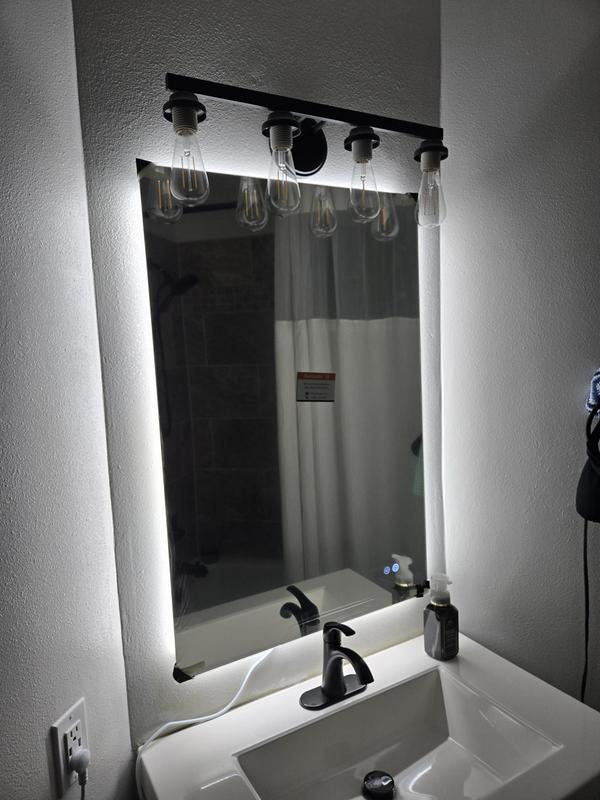 Keonjinn Backlit Bathroom Mirrors Tempered Glass 36-in x 36-in Polished ...