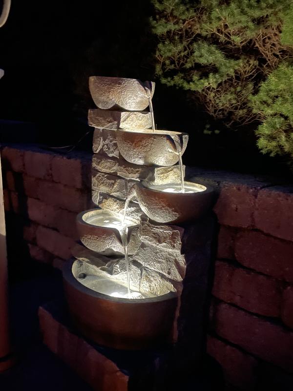Style Selections 27-in H Resin Electric Powered Tiered Outdoor Fountain ...