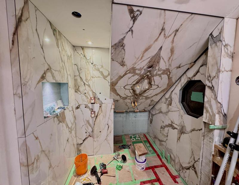 Origin 21 Calacatta Aurous 6-in x 12-in Polished Porcelain Marble Look ...