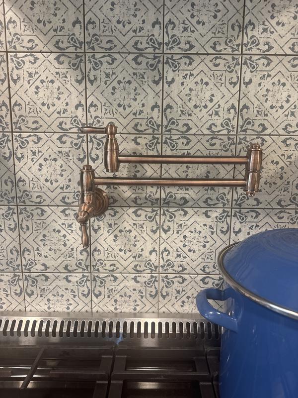 Akicon Copper Double Handle Wall-mount Pot Filler Kitchen Faucet AK288C ...