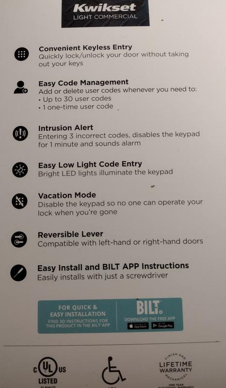 Kwikset Smartcode 955 Light Commercial Keyless Entry Matte Black Keypad ...