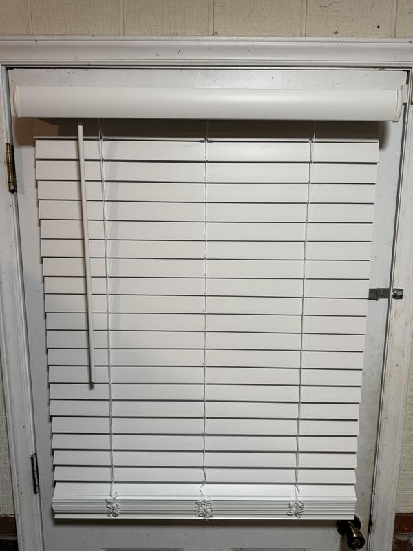 LEVOLOR Basics 2-in Slat Width 35-in x 48-in Cordless White Faux Wood Room Darkening Horizontal ...