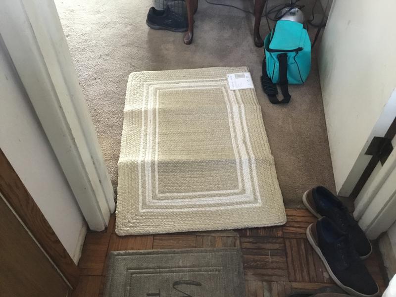 allen + roth Faux Jute White Border 2 x 7 (ft) Braided Polypropylene ...