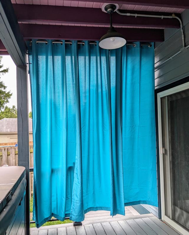Exclusive Home 120-in Outdoor Dark Teal Light filtering Grommet Curtain ...