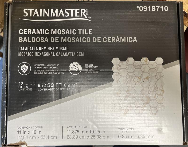 STAINMASTER Bullnose Calacatta Gem 3-in x 12-in Matte Porcelain Floor ...
