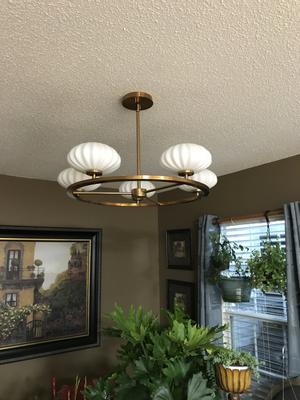 Kichler Pim 7 -Light Gold Etched glass Mixed material Chandelier in the ...