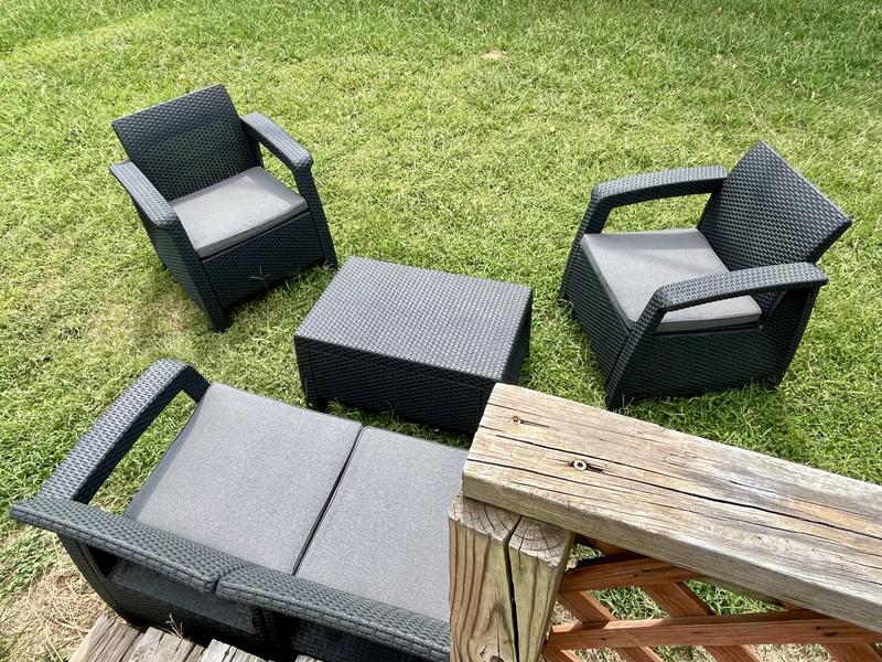 Keter Corfu All Weather Outdoor Patio Garden Furniture 4 -Piece Patio ...
