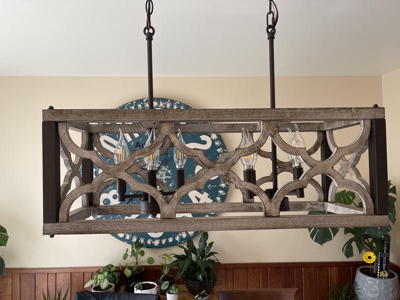 LNC Openframe 1 -Light Brushed Black Farmhouse Wood finish Cage Lantern ...