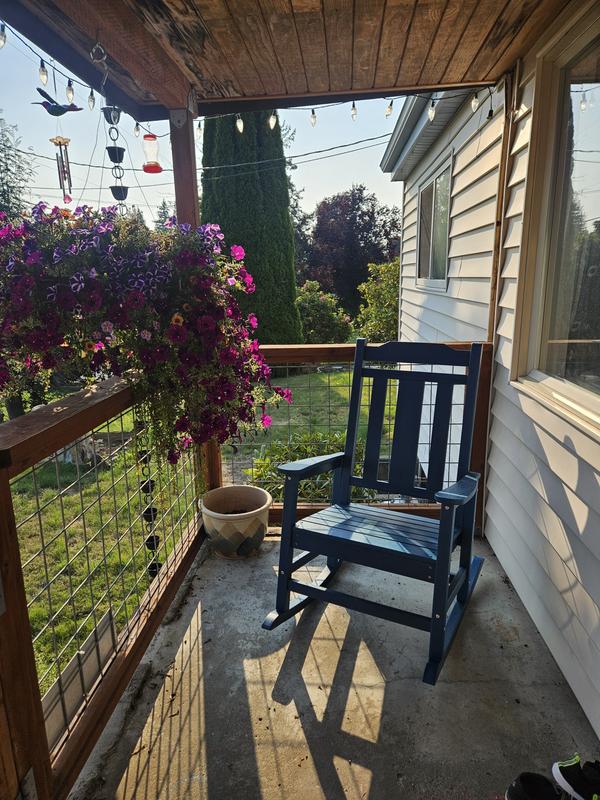 VOUA HDPE Set of 2 COFFEE HDPE Frame Rocking Chair with Slat Seat in ...