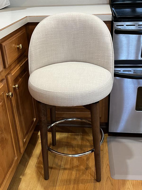 Circle 55 Gray 26.4-in H Counter height Upholstered Swivel Wood Bar ...