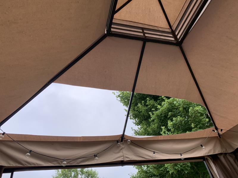 Sunjoy 11-ft x 13-ft Rectangle Black Wood Steel Roof Gazebo Sunjoy 11-ft x 13-ft Rectangle Black Wood Steel Roof Gazebo