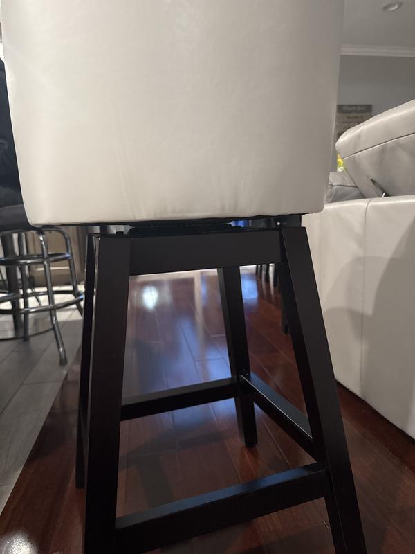 LUE BONA Black/Faux leather 26-in H Counter height Upholstered Swivel ...