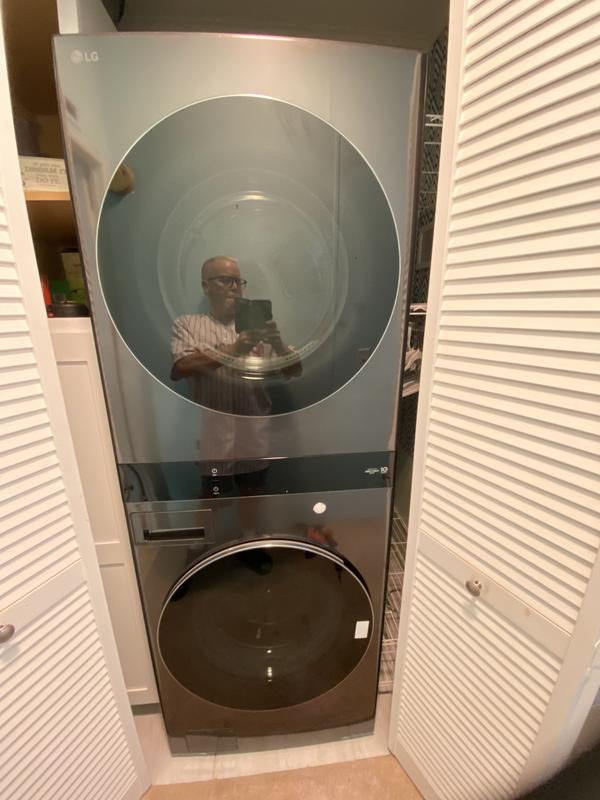 LG Gas Stacked Laundry Center with 5-cu ft Front load Washer and 7.4-cu ...