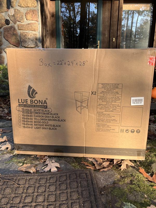 LUE BONA Set of 2 Linen Color 27-in H Counter height Upholstered Metal ...