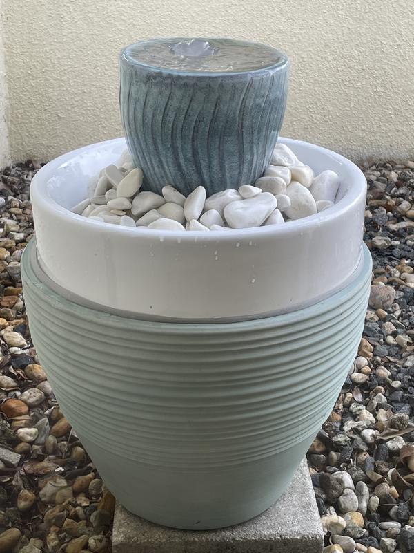 allen + roth Round 7.68-in W x 7.68-in L Blue Glazed ceramic Indoor ...