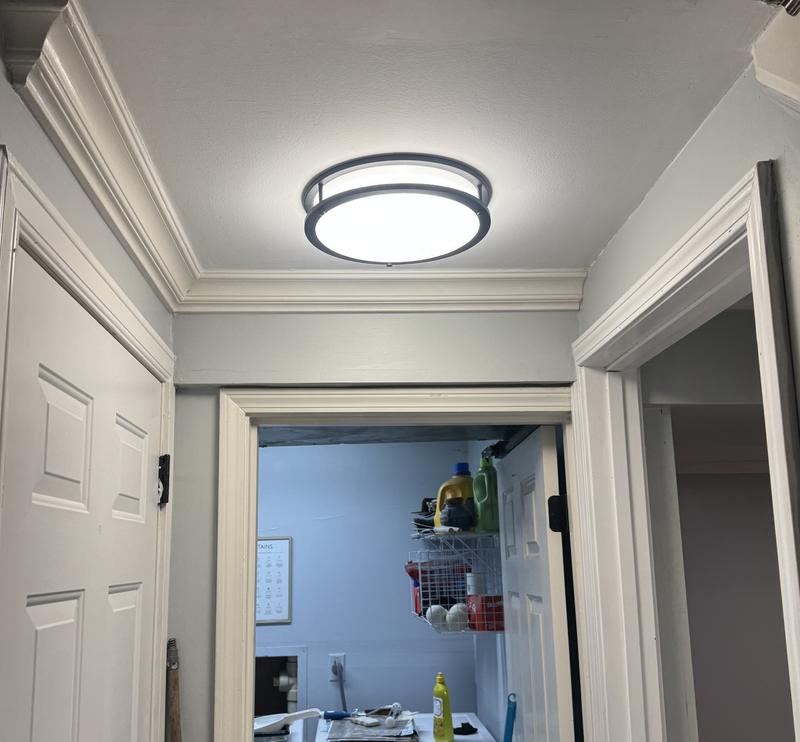 Hukoro 8-in Brushed Nickel Indoor LED Flush Mount Light with Plastic ...