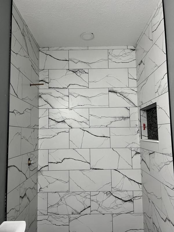 allen + roth Thunder White 12-in x 24-in Matte Porcelain Marble Look ...