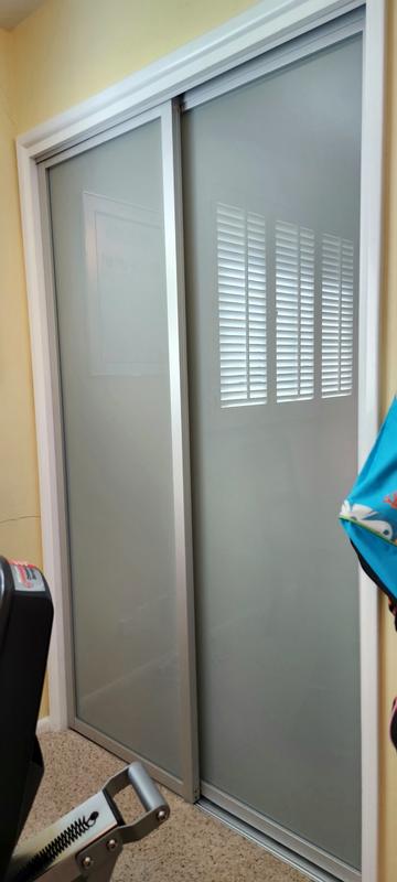 RELIABILT 72-in x 80-in Satin Silver 1-panel Frosted glass Prefinished ...