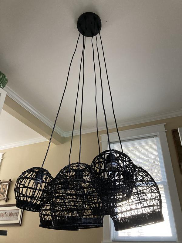 allen + roth MAYA 6-Light Matte Black Traditional Cage Chandelier ...