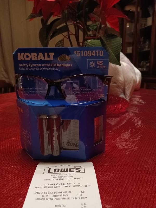 Kobalt Safety Eyewear with LED flashlight 45-Lumen 1 Mode LED ...