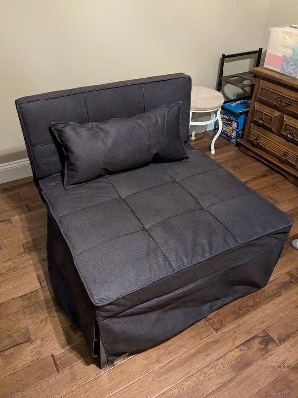 Ainfox Dark Brown Transitional Cotton Twin Sofa bed in the Futons ...