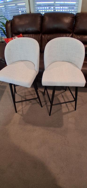 Circle 55 Camel 30-in H Bar height Upholstered Swivel Metal Bar Stool 2 ...