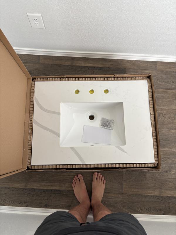 allen + roth Calacatta quartz 4-in H x 21.25-in L White Quartz Bathroom ...