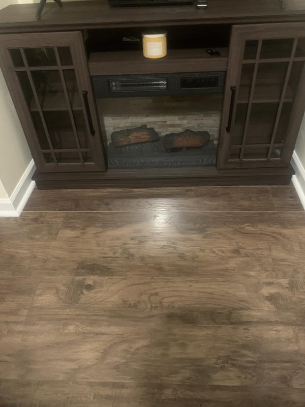 allen + roth 54-in W Waverly Oak TV Stand with Infrared Quartz Flat ...