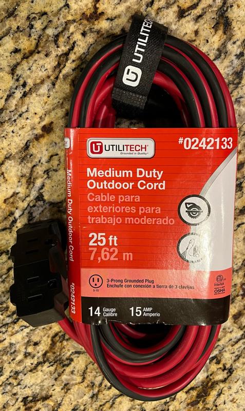 Shop Utilitech (2-Pack) 25-ft 14 / 3 Medium Duty 3 Prong Red and black ...