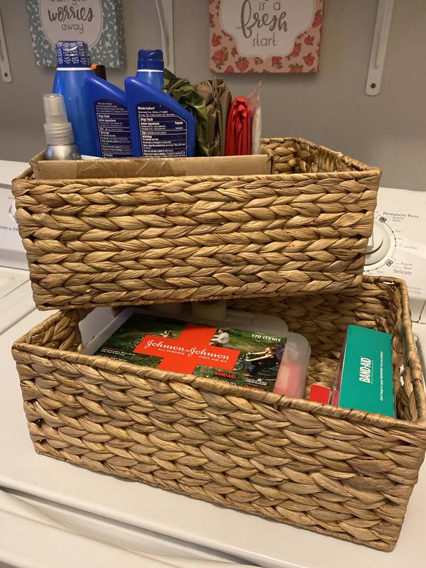 allen + roth (10.5-in W x 5.75-in H x 14-in D) Natural Water Hyacinth ...