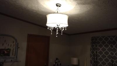 Home Accessories Inc 6 -Light White Crystal Fabric Metal Chandelier in ...