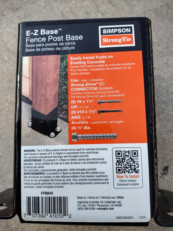 Simpson Strong-Tie E-Z Base 4-in x 4-in Powder-coated Wood to concrete ...