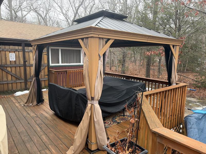 Kozyard 14-ft x 12-ft Apollo Powder Coated Gazebo with Hardtop Roof ...
