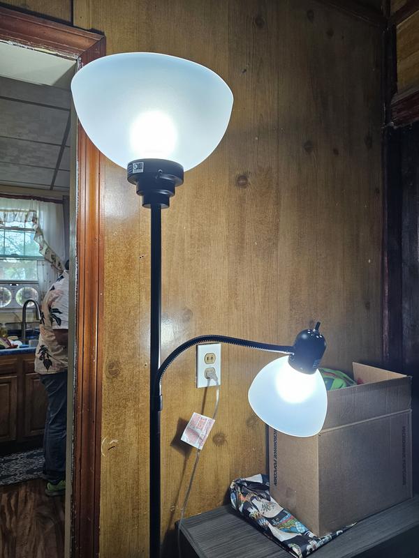 Style Selections 71-in Black Torchiere with Side-light Floor Lamp ...