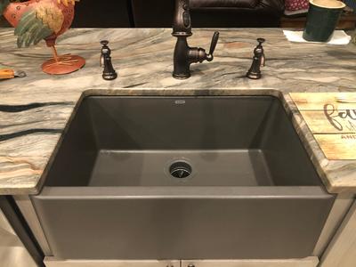 BLANCO Ikon Silgranit Farmhouse Apron Front 33-in x 19-in White Granite ...