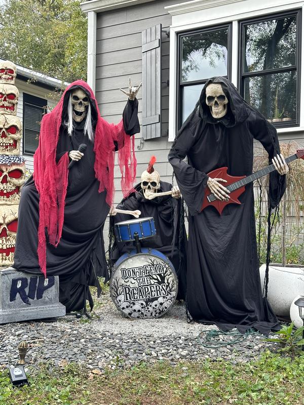Haunted Living 4-ft Bluetooth Reaper Band LED Drummer Animatronic 60476 ...