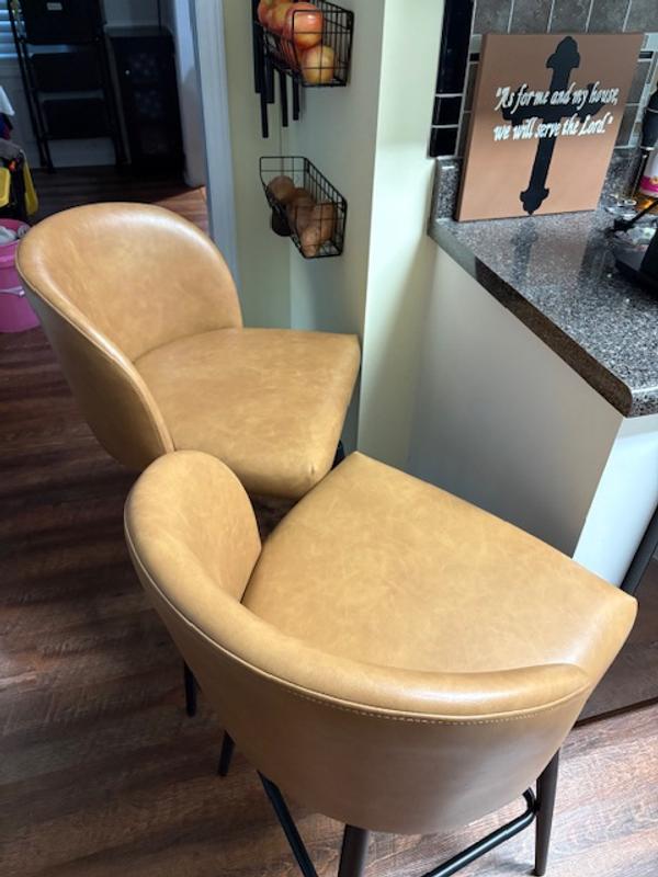 Circle 55 Saddle Brown 30-in H Bar height Upholstered Swivel Metal Bar ...