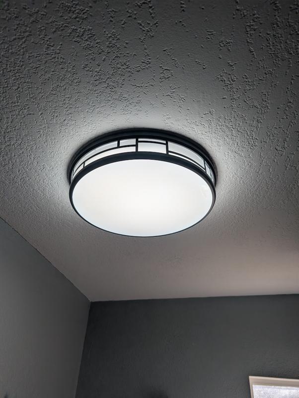 allen + roth HUGHES 1 -Light 14-in Matte Black Integrated LED Flush ...