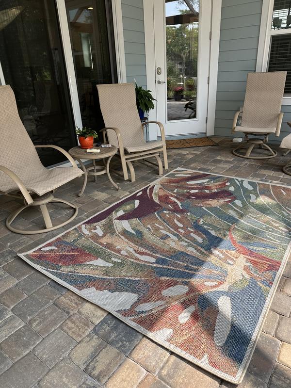 Unique Loom Lucas Baja Outdoor 8 X 10 (ft) Indoor/Outdoor Floral ...