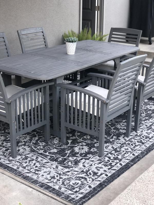 Walker Edison 5 -Piece Dark Brown Patio Dining Set Wood Rectangle Table ...