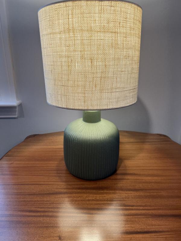 KAWOTI Kem 17.75-in Rustic Green LED Rotary socket Table Lamp with ...