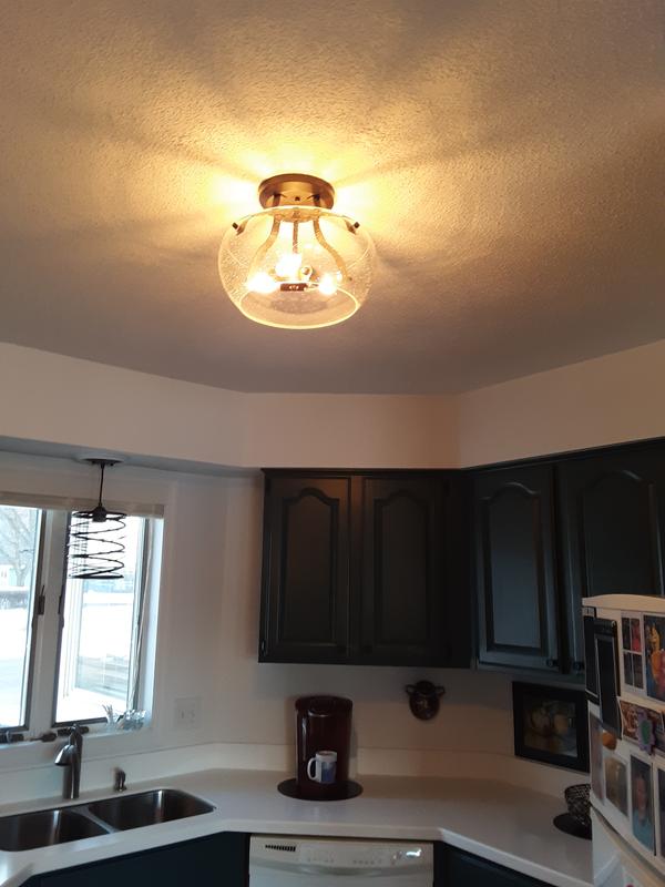 LNC Trend 12-in Matte Gold with Clear Glass Indoor 3 -Light Semi-flush ...